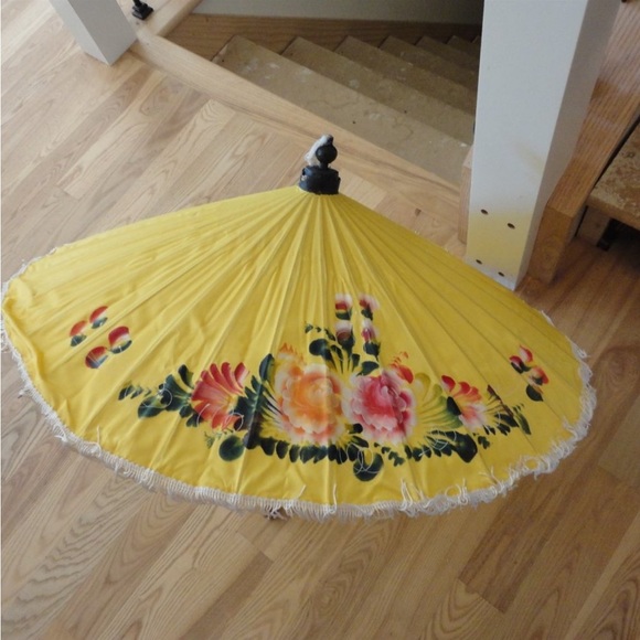 Vintage | Other | Vintage Floral Hand Painted Asian Parasol | Poshmark